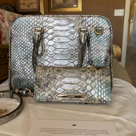 Brahmin | Bags | Brahmin Metallic Snake Print Shoulder Bag And Wallet ...